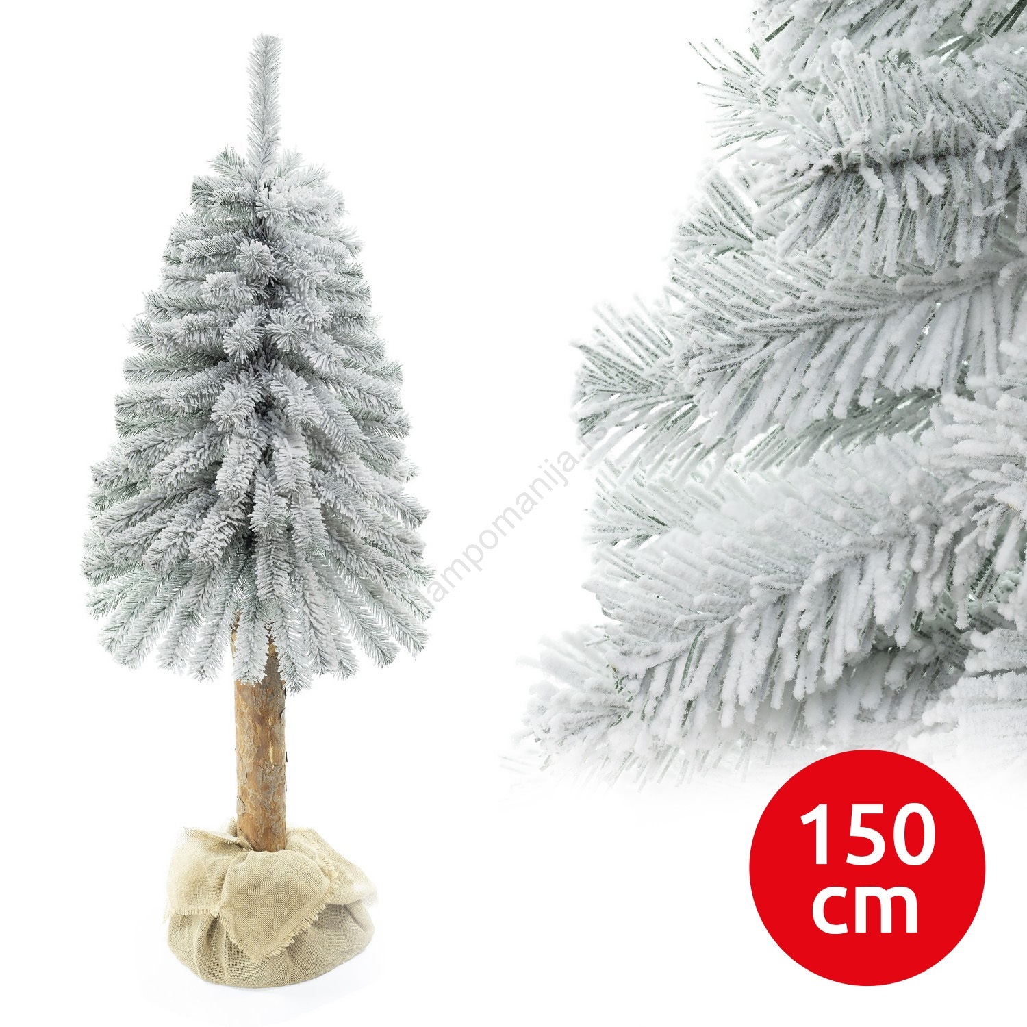 Božićno drvo na panju NATURAL WITH SNOW, jela, visine 150 cm | Lampomanija