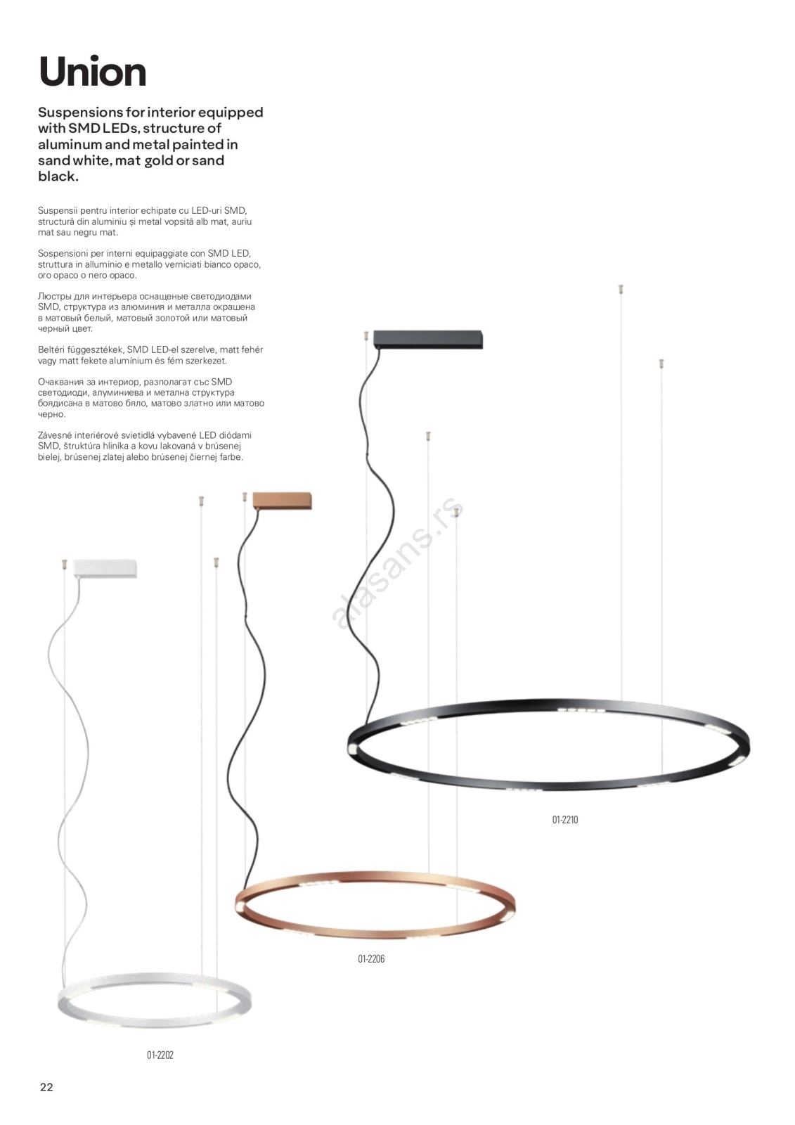 Redo 01-2209 - LED luster na sajli UNION LED/68W/230V 3000K prečnik 120 ...