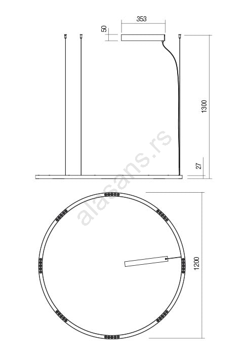 Redo 01-2209 - LED luster na sajli UNION LED/68W/230V 3000K prečnik 120 ...